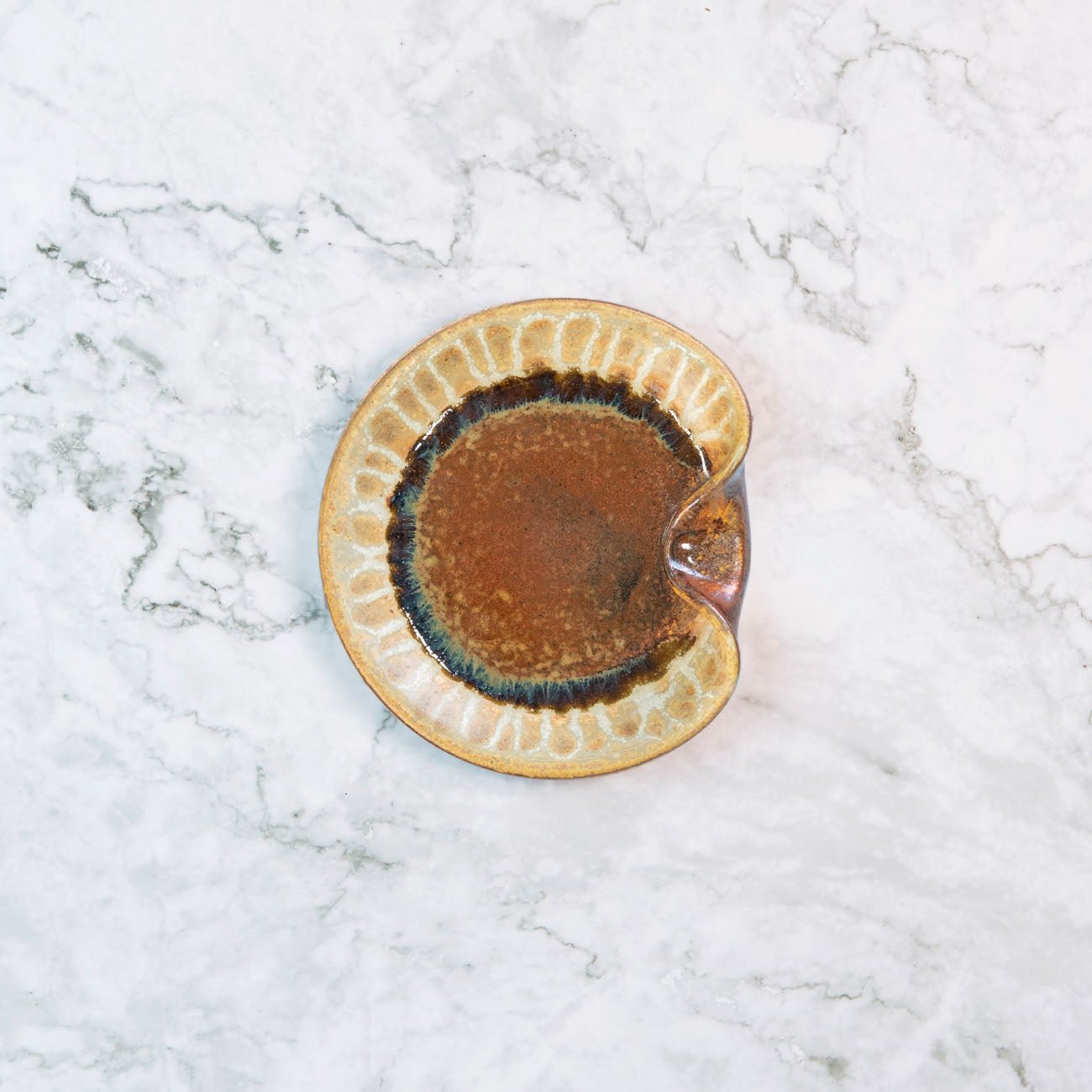 Ceramic Spoon Holder - Golder Amber | Large Ceramic Spoon Rest